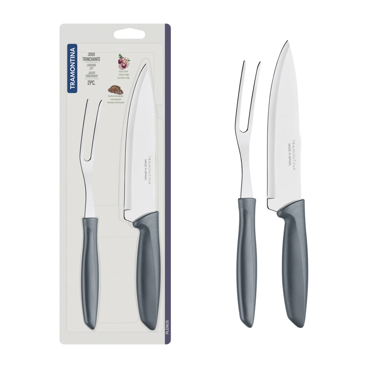 Jogo Trinchante Tramontina Plenus com Lâmina em Aço Inox e Cabo de ...