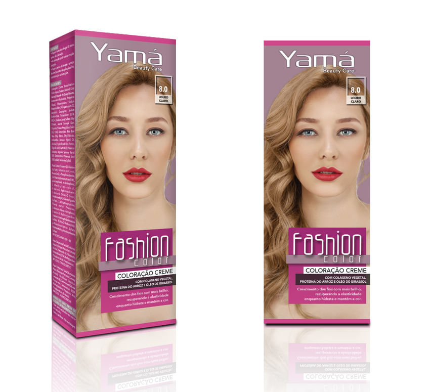 COLORAÇÃO YAMÁ FASHION COLOR BEUATY CARE 8.0 LOURO CLARO 60g MINI KIT