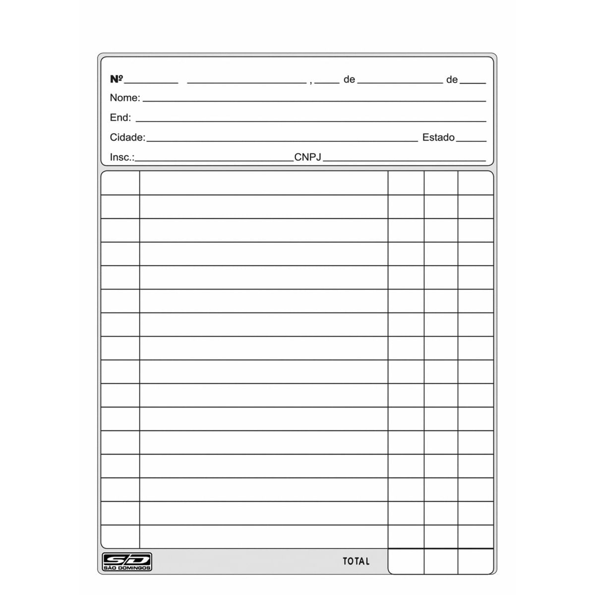 Bloco de Nota Neutra Pequena 50 Folhas - Preto - São Domingos