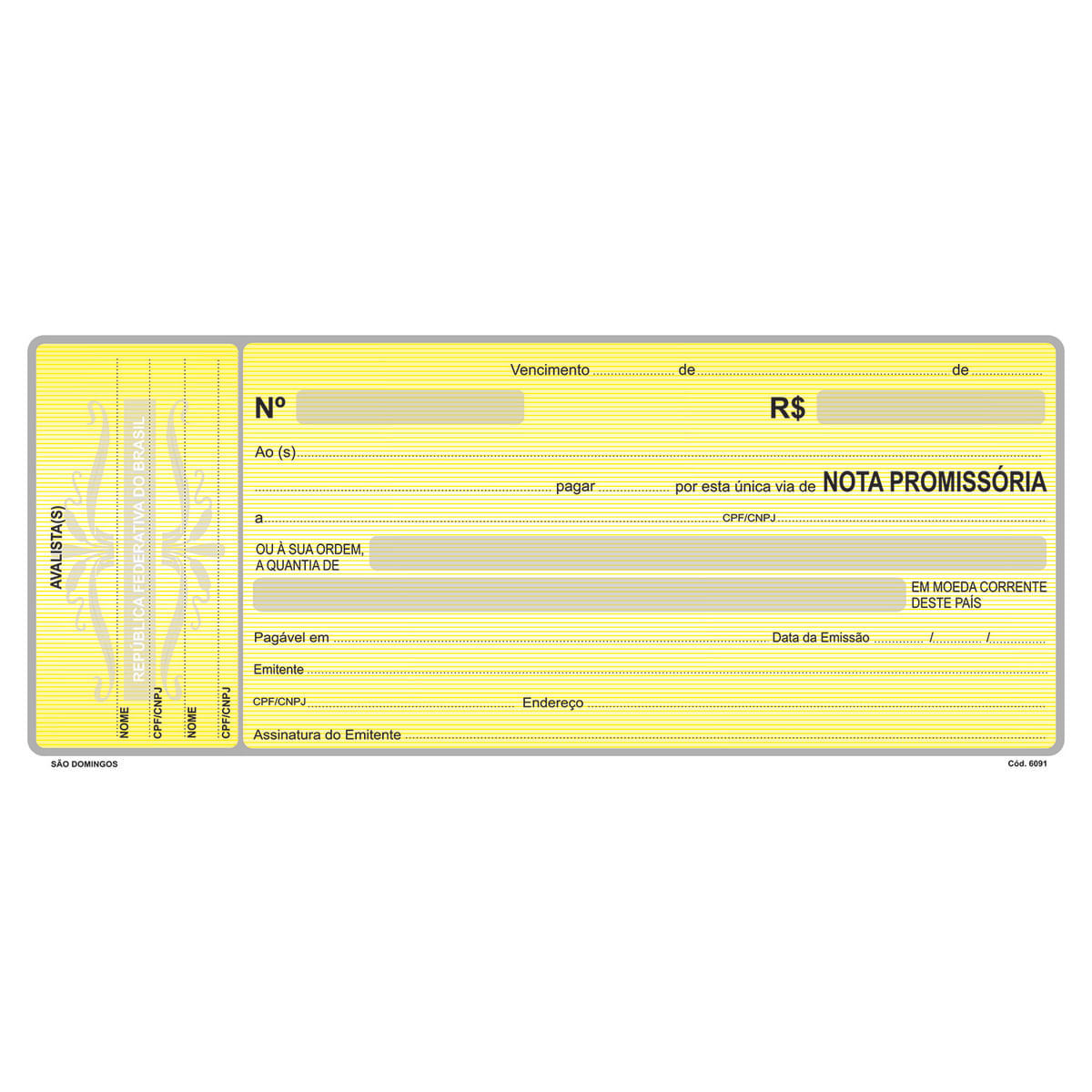 Nota Promissória Grande 50 Folhas - Azul - São Domingos