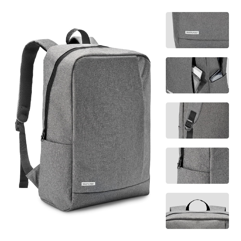 Mochila Classic Multilaser para Notebook Até 15.6 Polegadas Cinza - BO438 Mochila Classic Multilaser para Notebook Até 15.6 Polegadas Cinza - BO438