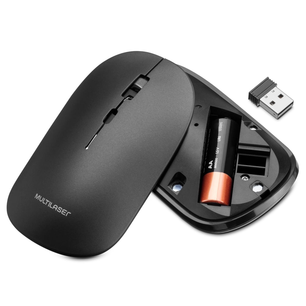 Mouse sem Fio Multilaser Slim Clique Silencioso Conexão Bluetooth e USB ...