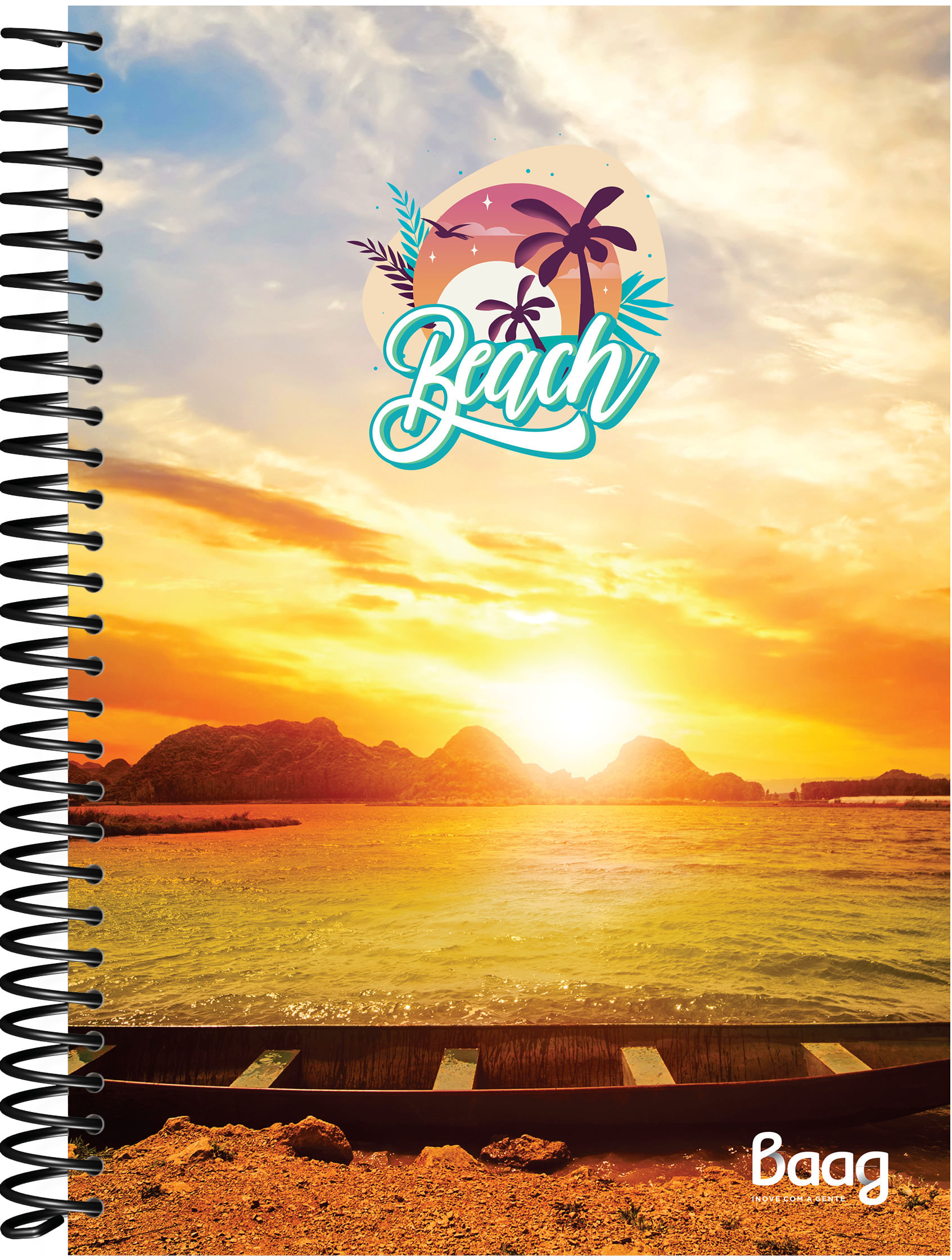 Caderno Baag Espiral Universitário Capa Dura Beach 20 Matérias 400 ...