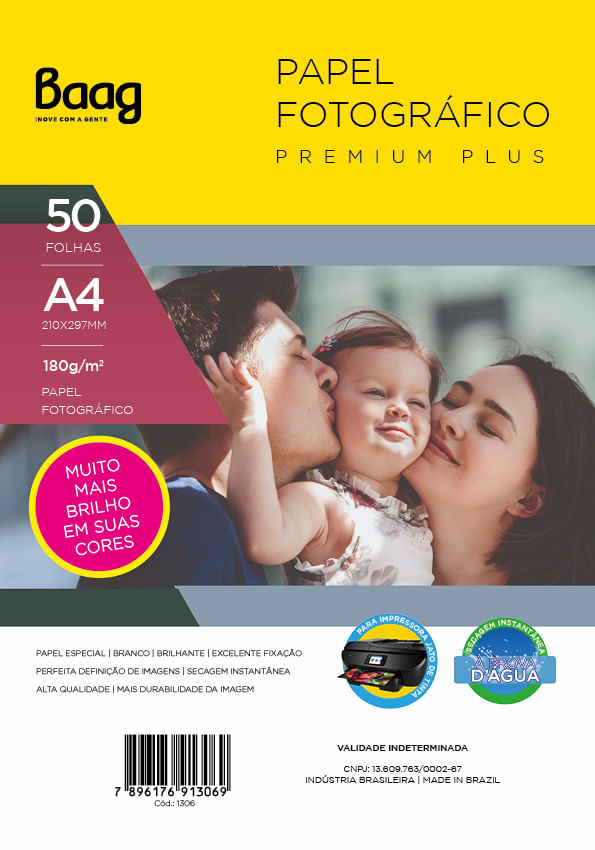 Papel Baag A4 Fotográfico 180g - 50 Folhas